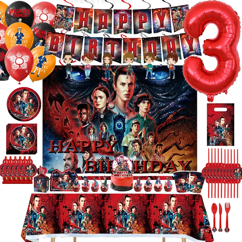 Stranger Things Birthday Party Decoration Tableware Balloon Banner ...