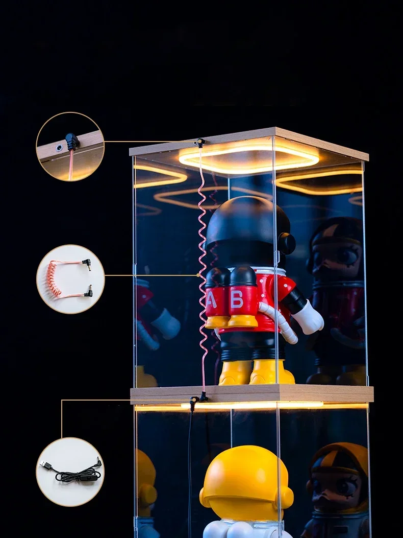 Acrylic Clear Display Case with Ring LED Lights for Action Figure ...