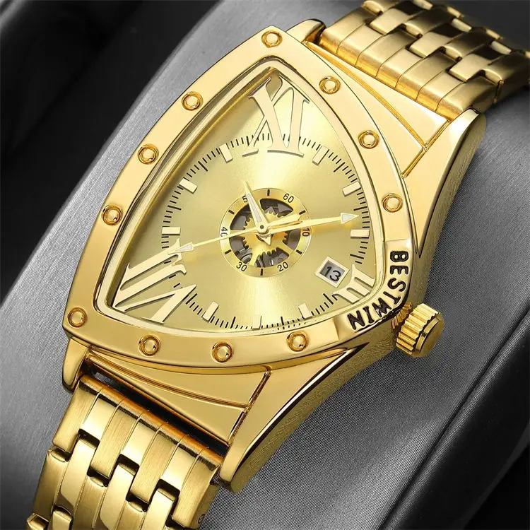 Triangle-Top-Class-Men-s-Sports-Quartz-Watches-Clock-Gold-Waterproof ...