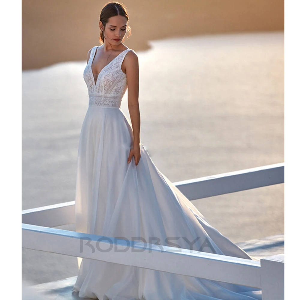 RODDRSYA Elegant Boho Deep V Neck Weddig Dressed For Women 2023 ...