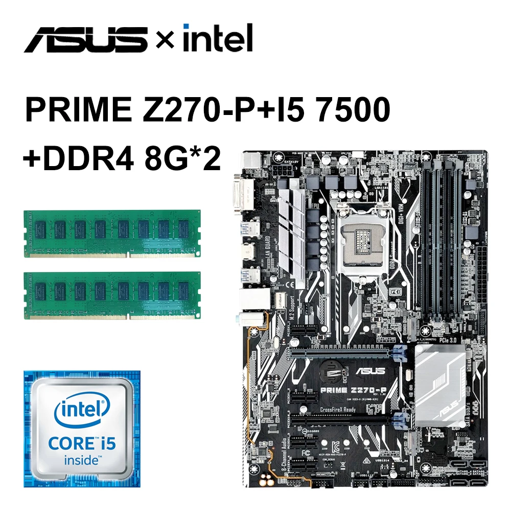 ASUS PRIME Z270-P Motherboard Kit com placa-mãe CPU i5 7500 com chipset ...