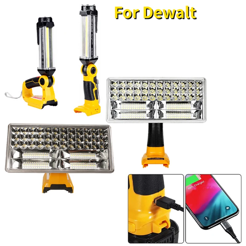 LED-Lamp-40W-Lighting-USB-For-Dewalt-14-4V-18V-20V-Lithium-Battery ...