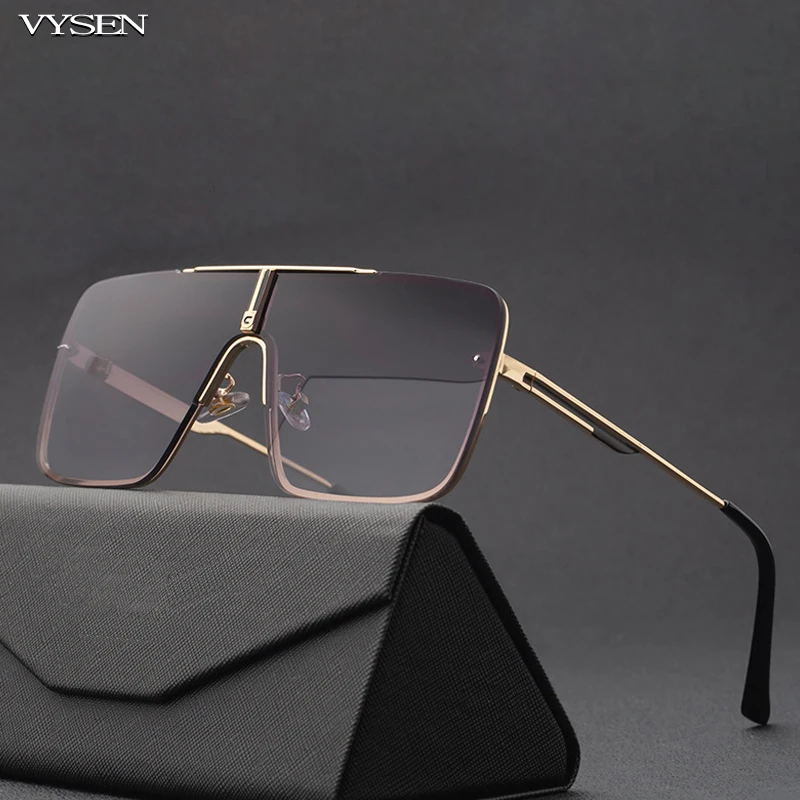 Fashion-Oversized-Square-Sunglasses-For-Men-Metal-Frame-Sun-Glasses ...