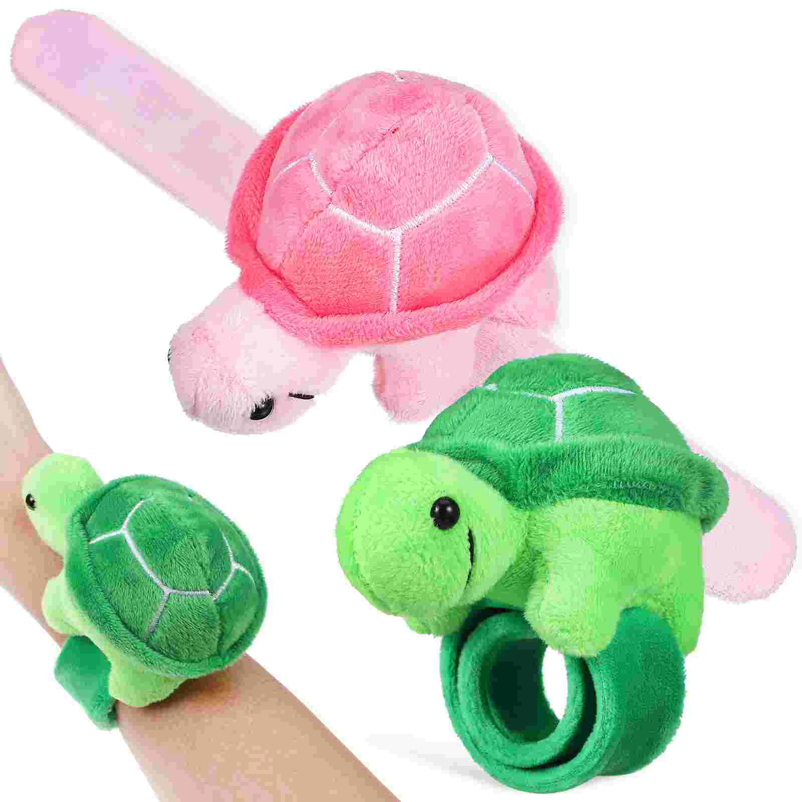 2-Pcs-Turtle-Plush-Snap-Ring-Wrist-Bands-Mini-Animals-Slap-Bracelets ...