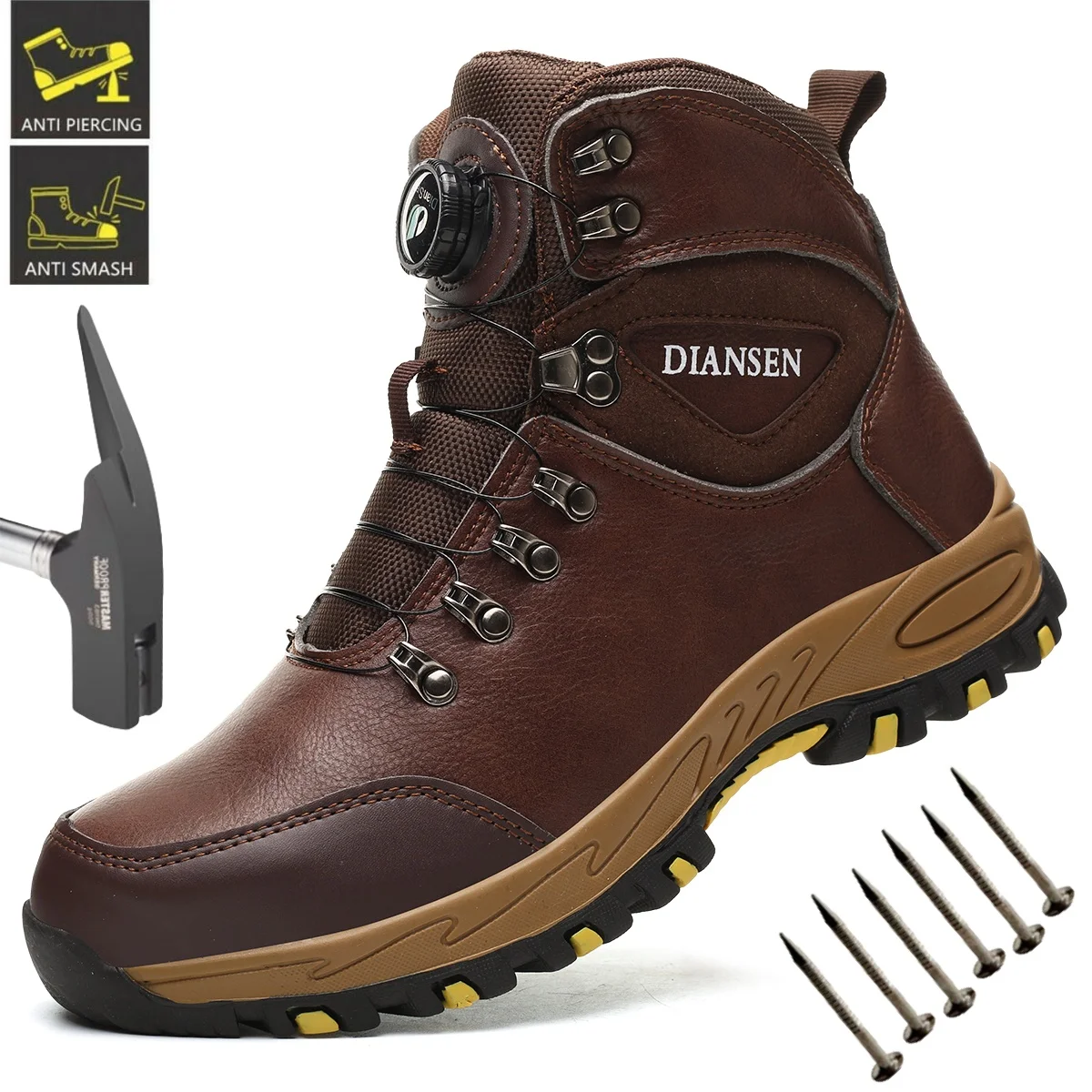 Rotary Buckle Work Boots Men Breathable Safety Shoes Safety Steel Toe ...