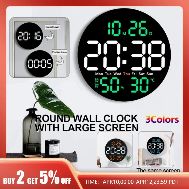 10inch-LED-Large-Digital-Wall-Clock-with-Remote-Control-Temperature ...