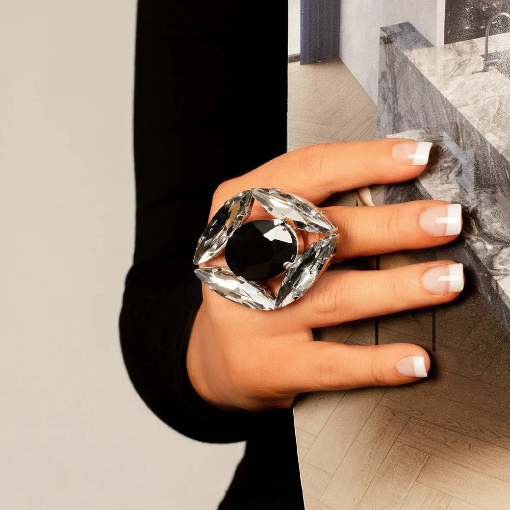 Stonefans-Bridal-Black-Large-Crystal-Rings-Women-Finger-Accessories ...