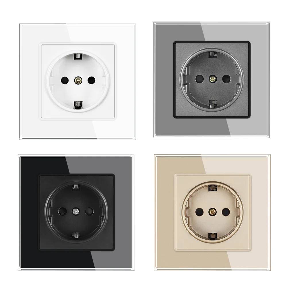 EU-Glass-socket-Wall-Power-outlet-16A-220V-82mm-82mm-Crystal-Glass ...