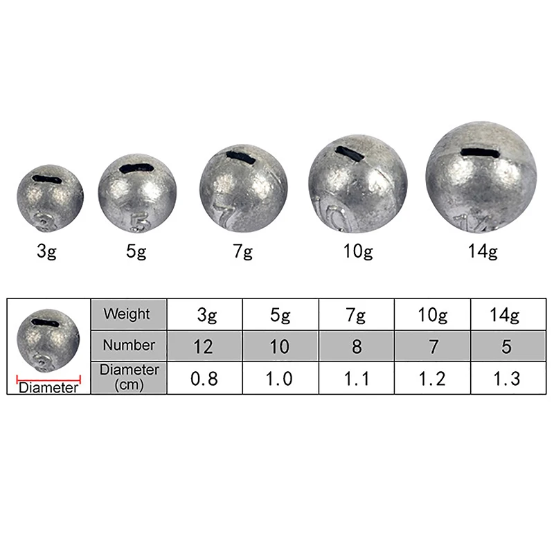10PCS/Lot silver Jig Head Bullet Weights Soft Lure Group 3g-14g Hook ...
