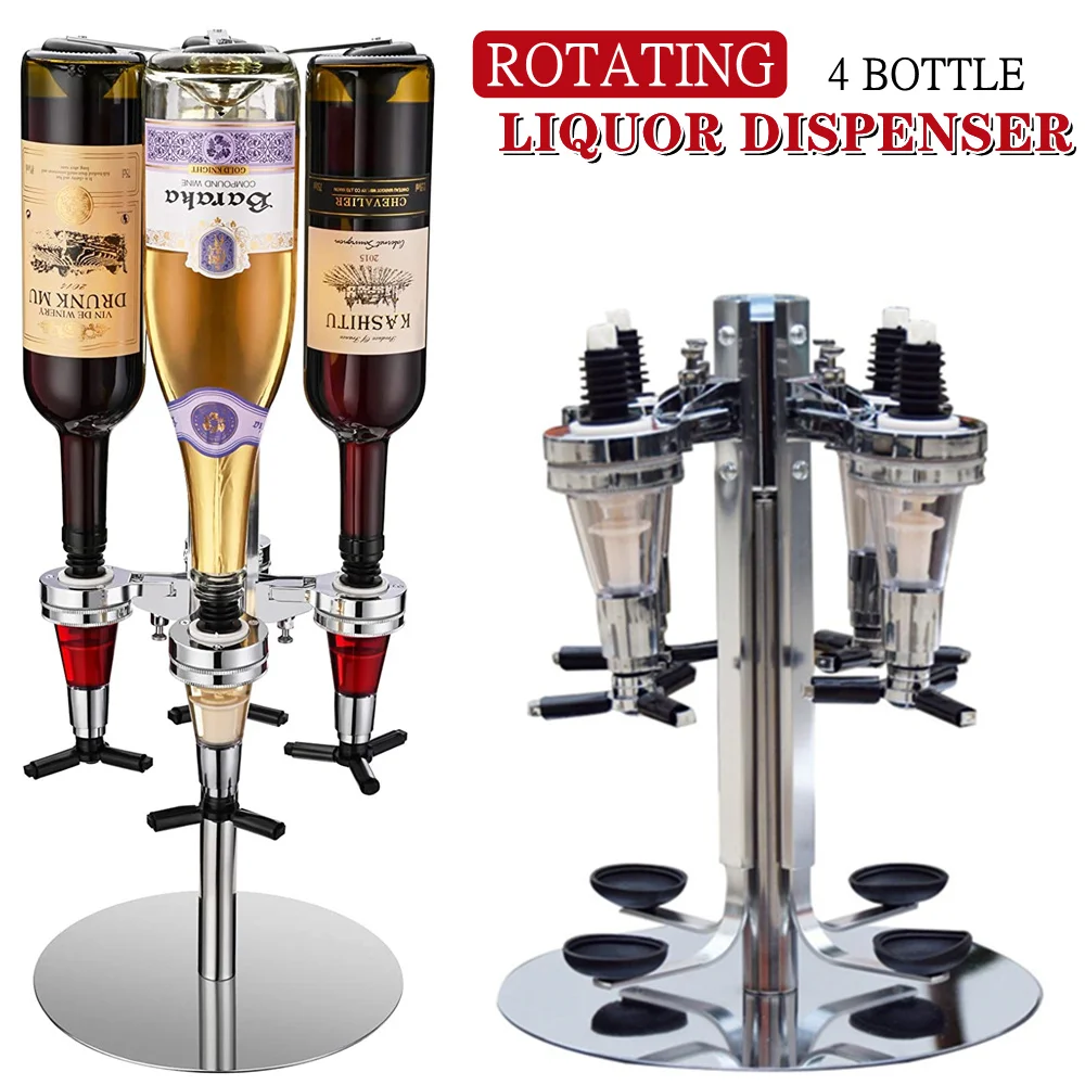 2-4-Bottle-Rotating-Liquor-Dispenser-Standing-Wine-Holder-Drink-Alcohol ...
