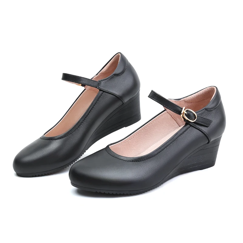 Line-Button-Mary-Jane-Shoes-Work-Shoes-Black-Professional-Shoes ...