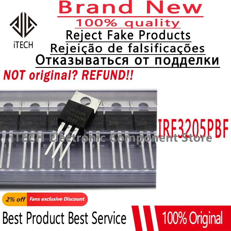 IRF3205-Mosfet-original-IRF3205PBF-TO220-100-novo-e-genu-no-50-PCes ...