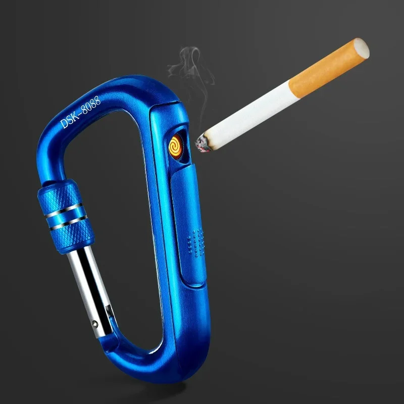 Electric USB Lighter Metal Portable Carabiner Flameless Rechargeable ...