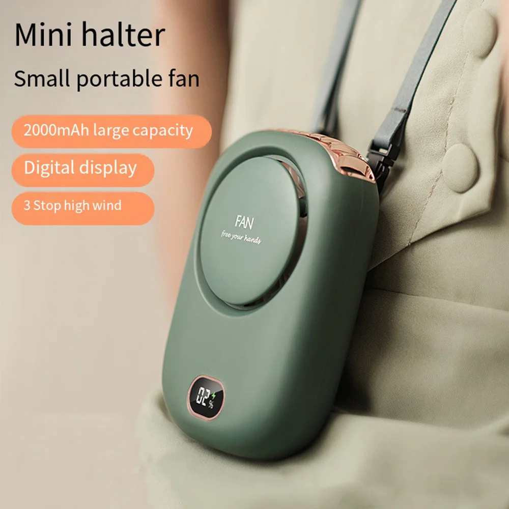 Portable Hanging Neck Fan, 2000mAh Wearable Mini Fan, Battery Operated ...