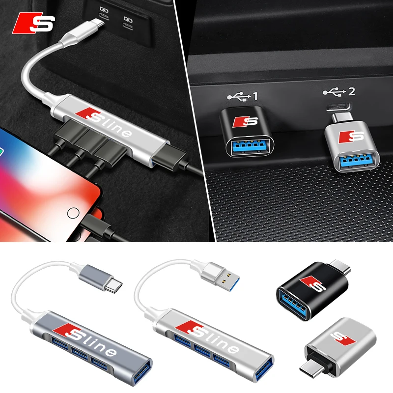 Car-Logo-Type-C-USB-to-USB-Adapter-Charge-Interface-Converter-For-Audi ...
