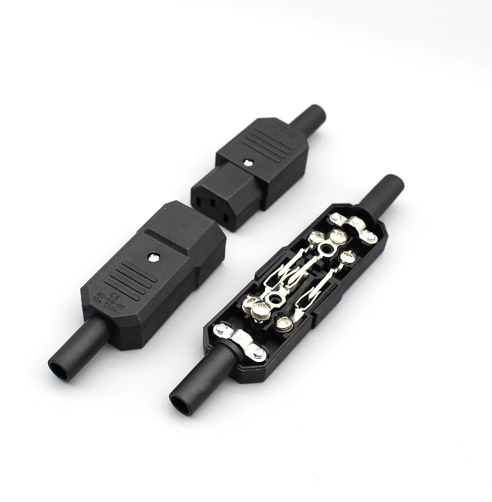 1Set IEC 320 Straight Cable AC Plug Socket C13 C14 10A 250V Black ...