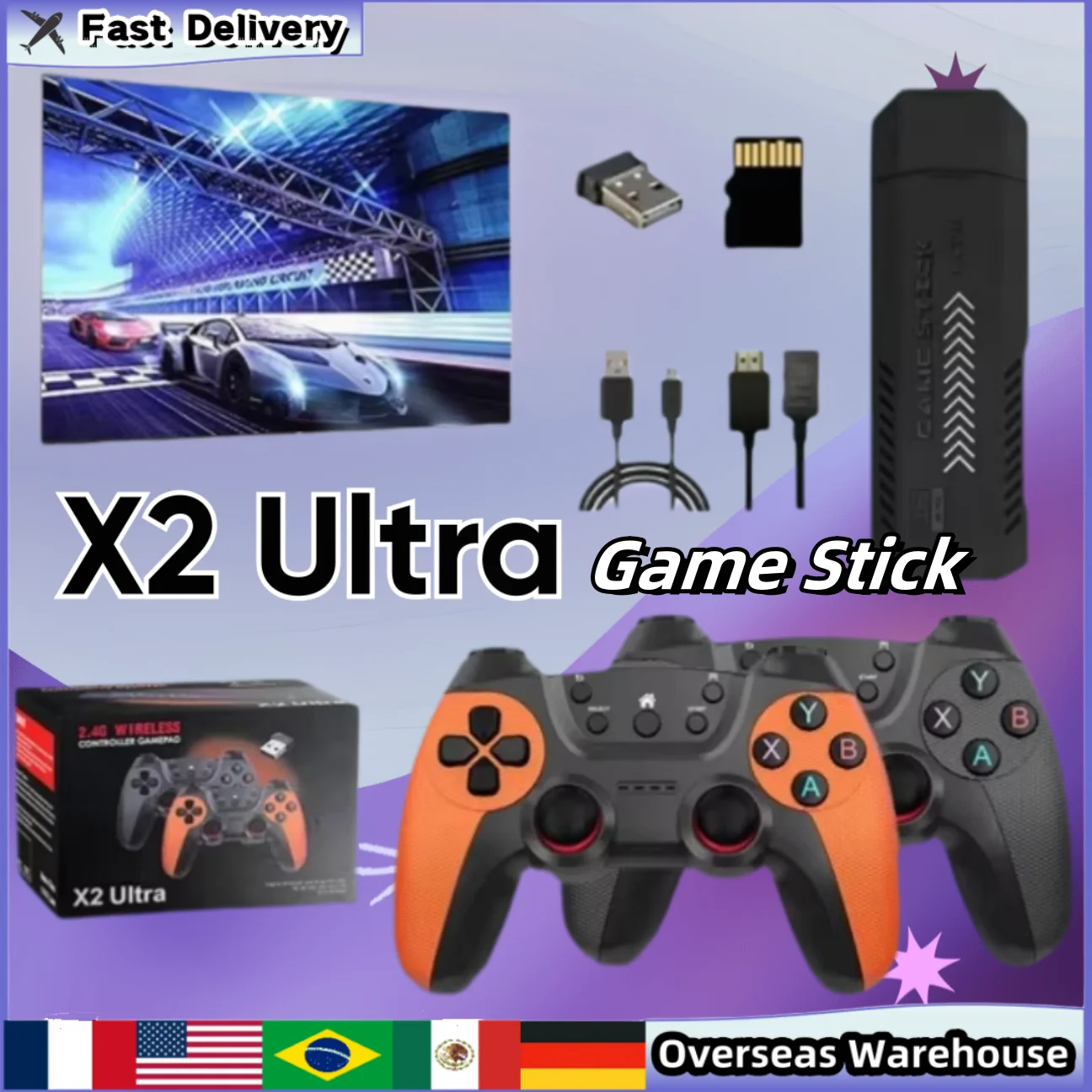 X2 Ultra Retro Video Game Console 4K 3D HD Handheld Game Stick Game ...