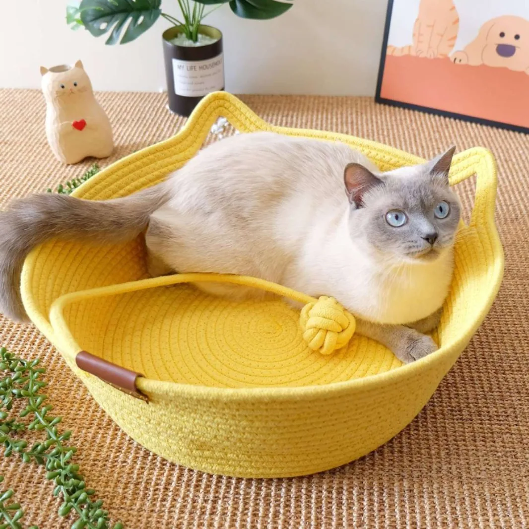 Summer-cool-cat-2-in-1-Scratching-bed-Hand-woven-Cotton-Rope-Pet-Nest ...