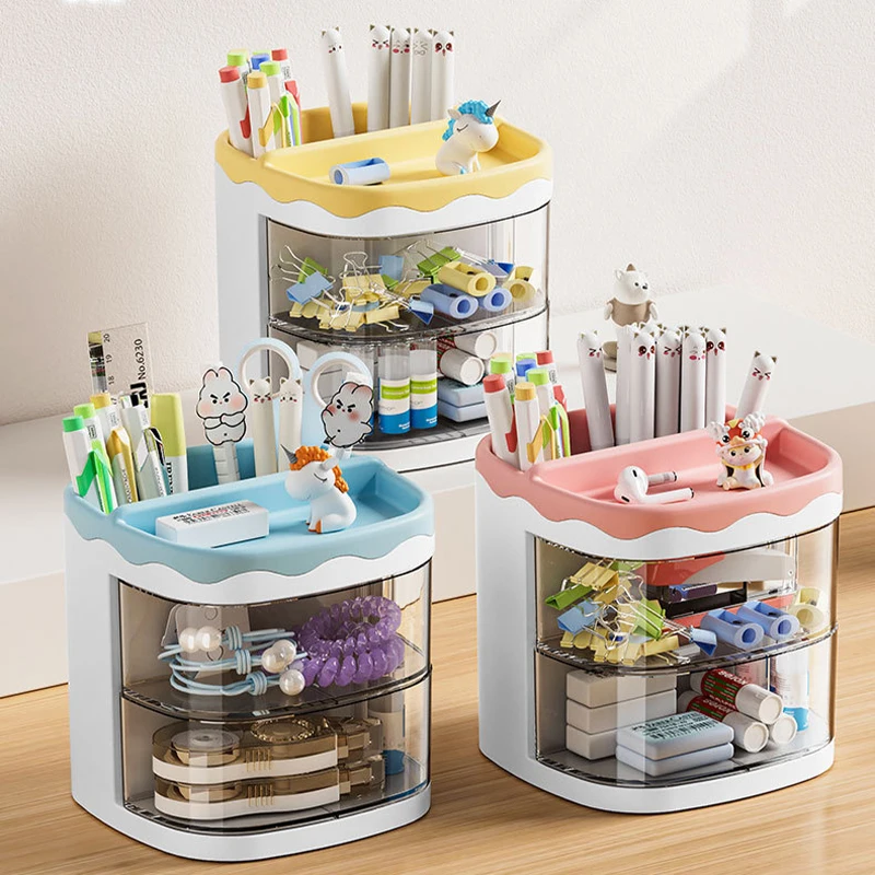 Double-Layers-Rotating-Pencils-Storage-Rack-Practical-Multi-Functional ...