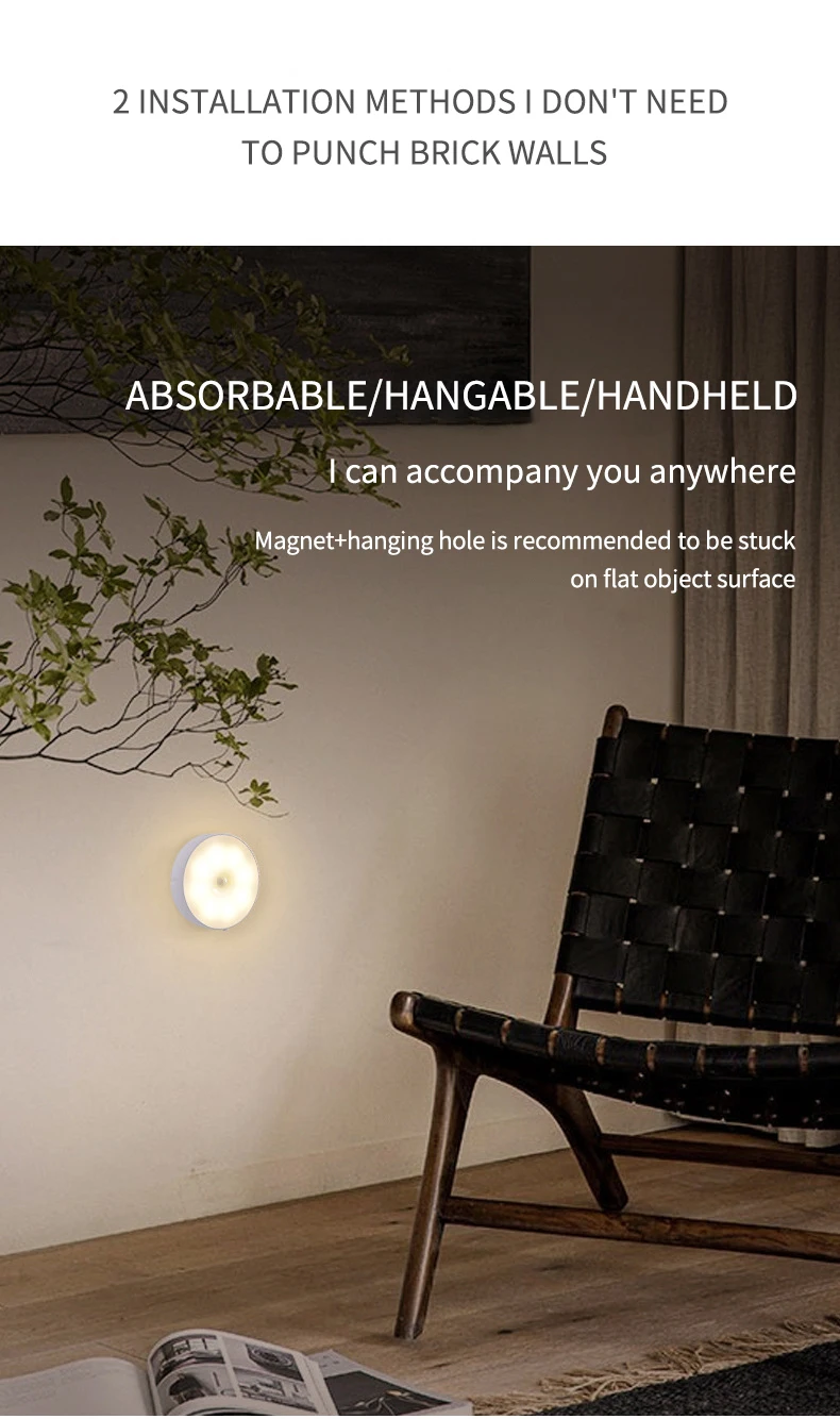 Veilleuse LED sans fil avec capteur de mouvement, lampe murale ...