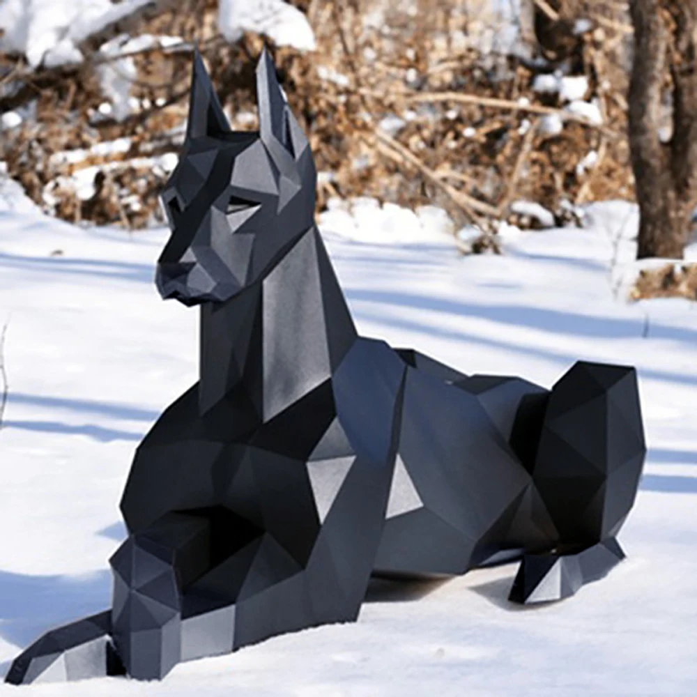 Doberman-escultura-3D-de-perro-recostado-modelo-de-Origami-hecho-a-mano ...
