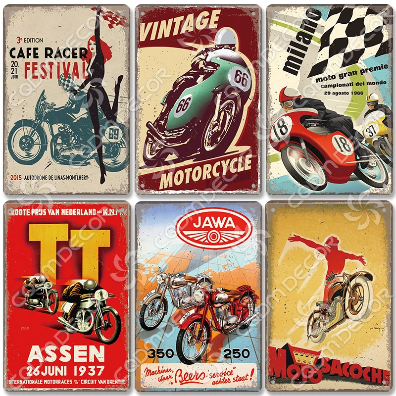 Vintage-Motorcycle-Poster-Metal-Signs-TT-Racing-Metal-Tin-Plate-Wall ...