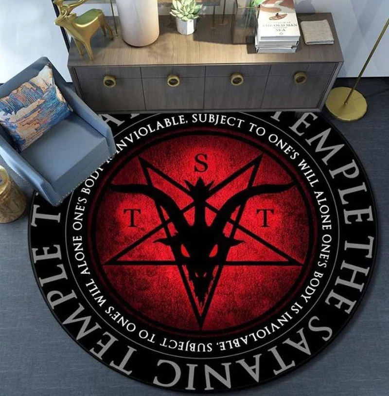 Pentagram Carpet Round | Skull Decoration | Pentagram Rug | Satanic Rug ...
