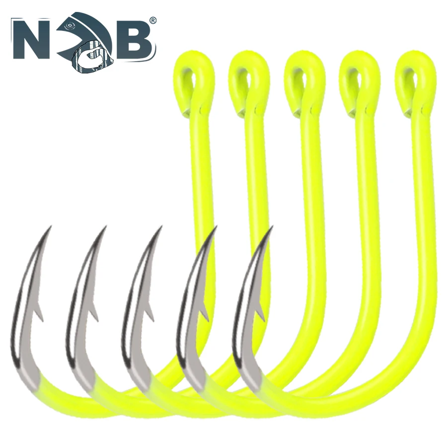 NGB 50PCS Sharp High-carbon Steel Fishhooks Barbed Fluorescent Fishing ...