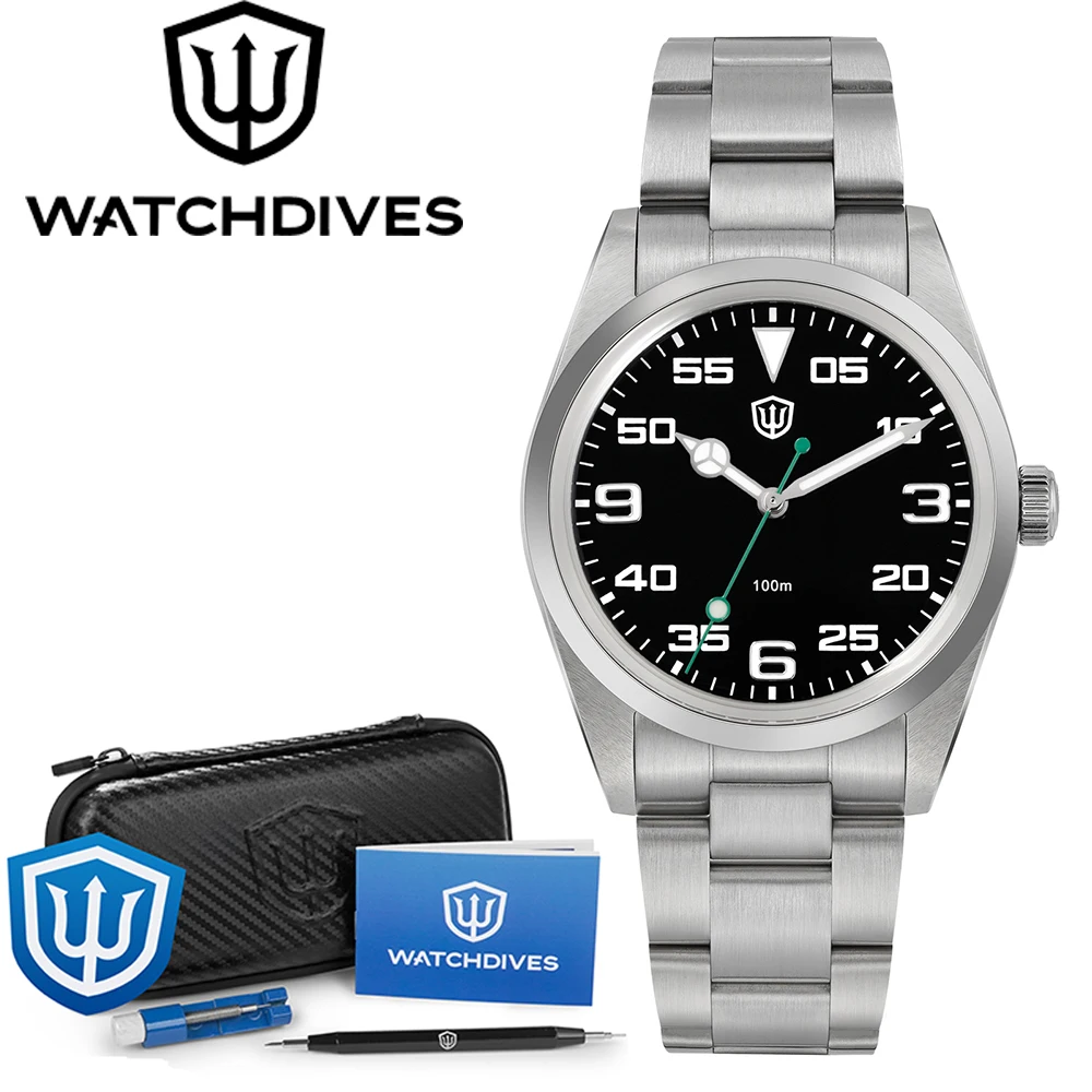 Watchdives WD1016 V3 37mm 시계 VH31 스윕 무브먼트 스테인레스 스틸 시계 럭셔리 사파이어 100m 방수 ...