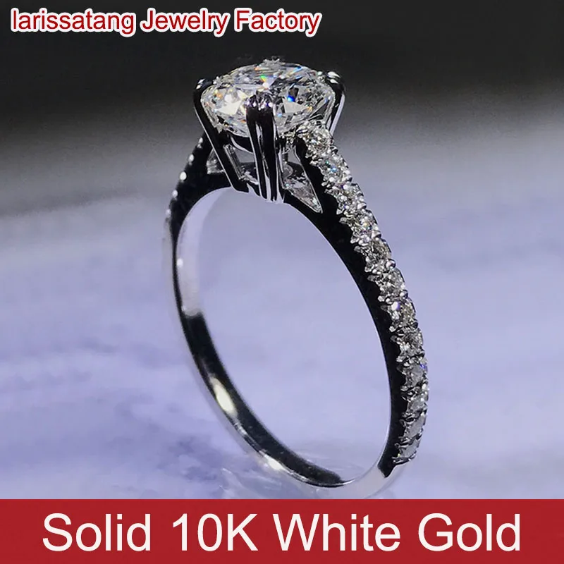 Custom-Real-Solid-10K-White-Gold-Ring-Women-Wedding-Anniversary ...