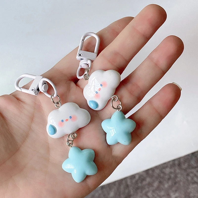 1PC-Cute-Cloud-Blue-Star-Keychain-Car-Keys-Accessories-Cartoon-Kawaii-Keyring-For-Women-Handbag ...