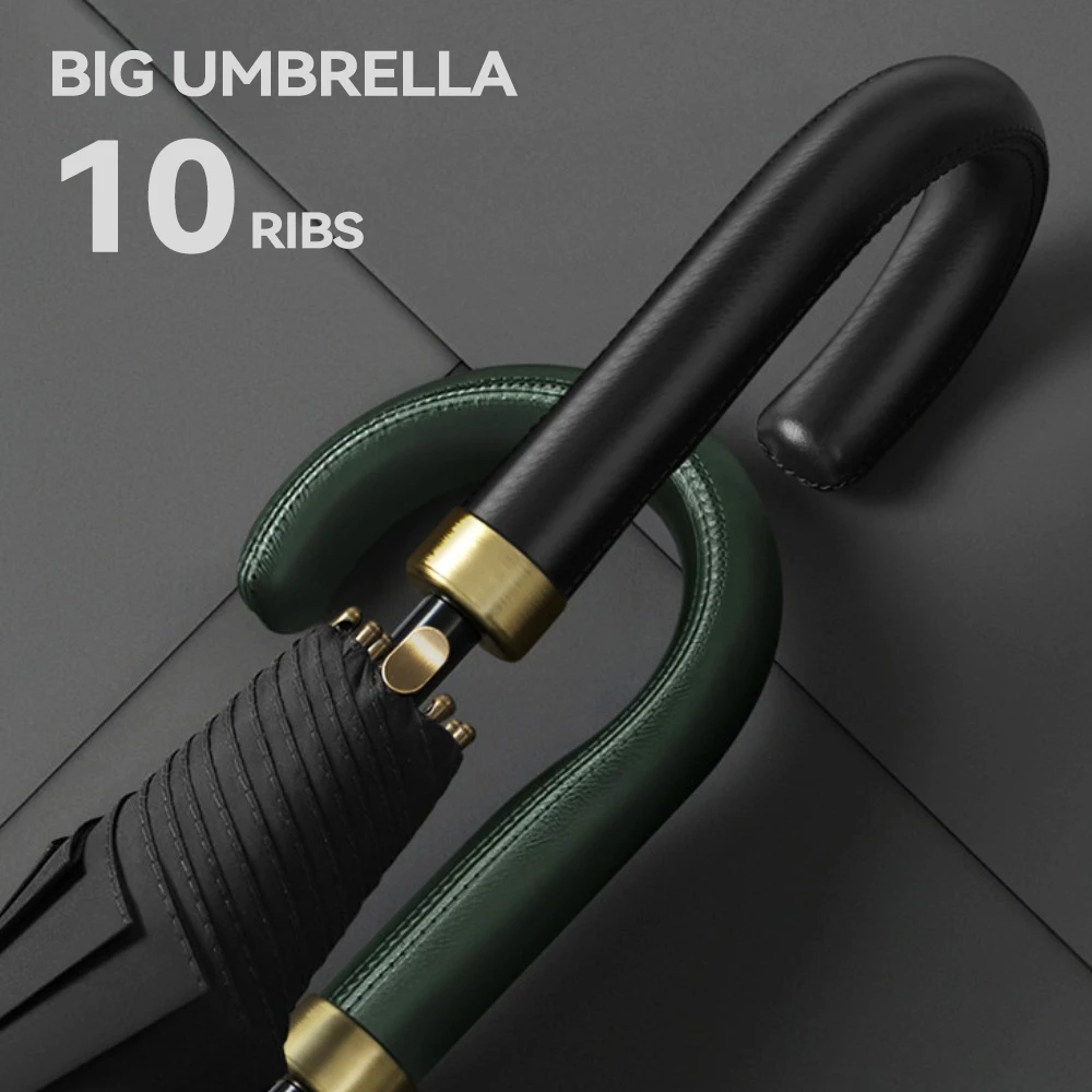 122cm Large Umbrella Windproof 10 Ribs, Premium Leather Handle Golf ...