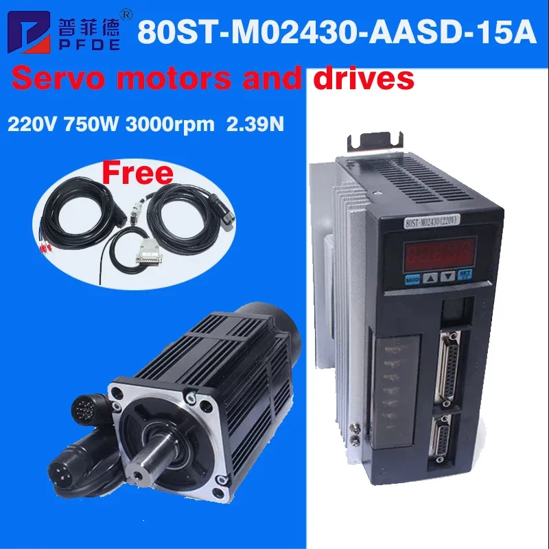 80ST-M02430-AC-Servo-Motor-Kit-AASD-15A-Driver-2-39N-750W-3000rpm-220V ...