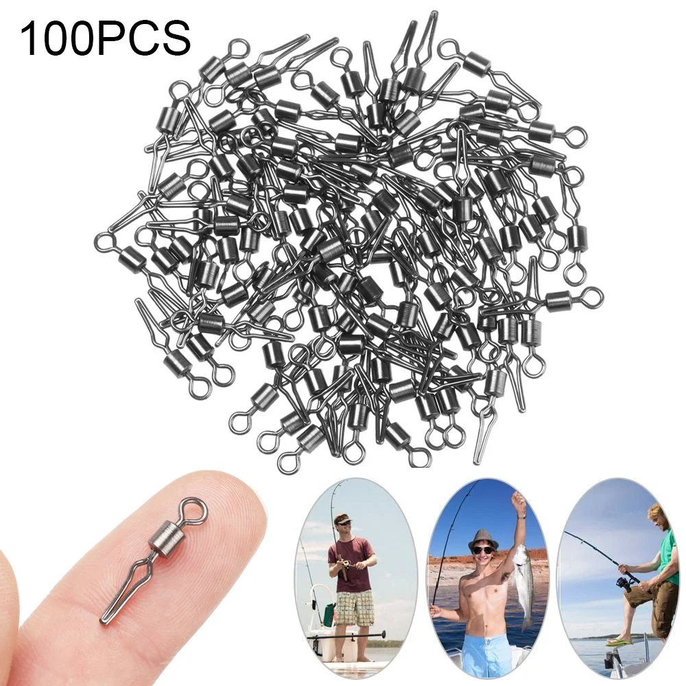 100pcs Swivels With Side Line Clip Fishing Hanging Snap Fishhooks Crap ...