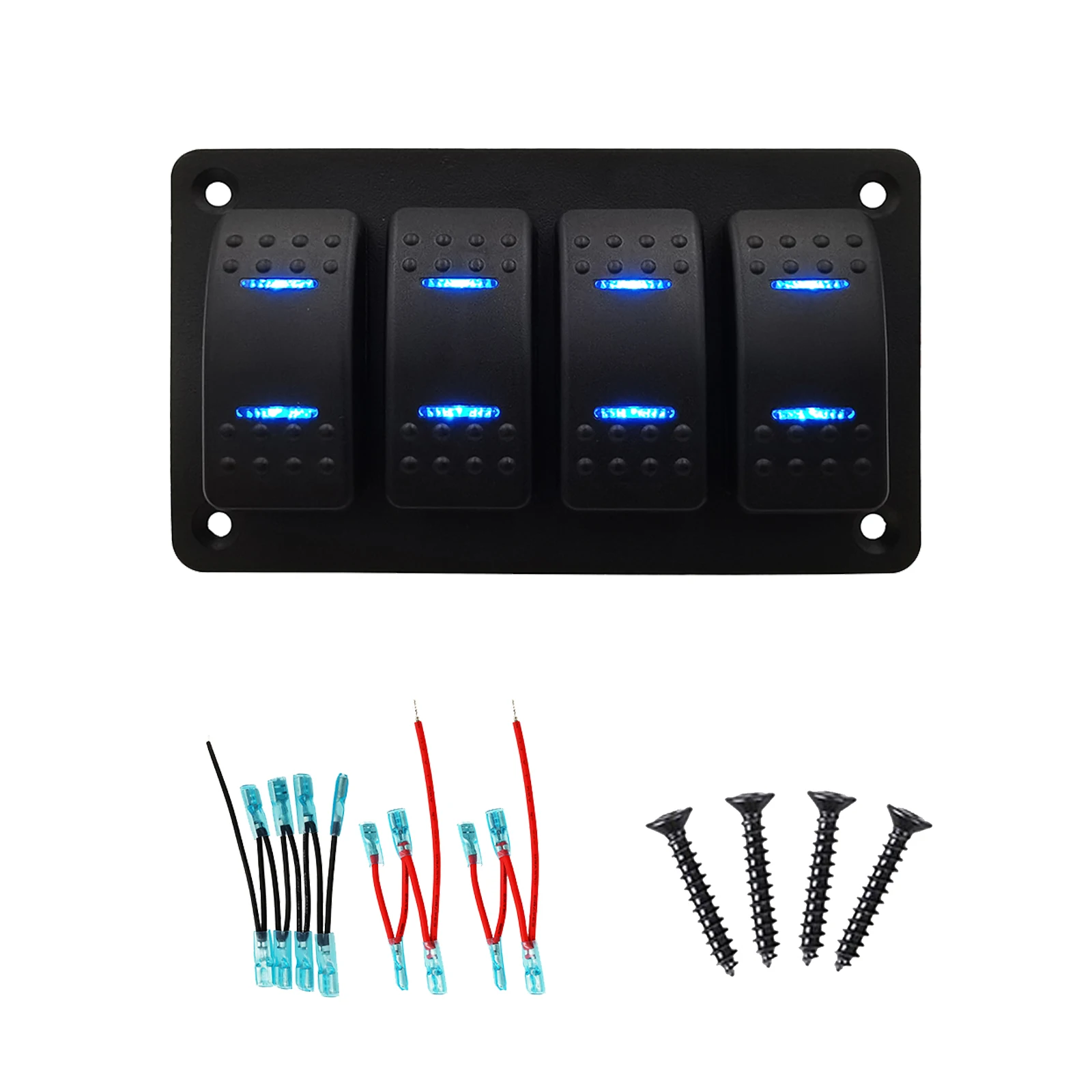 4Gang-Rocker-Switch-Panel-12V-24V-Blue-Red-White-Orange-Green-LED ...