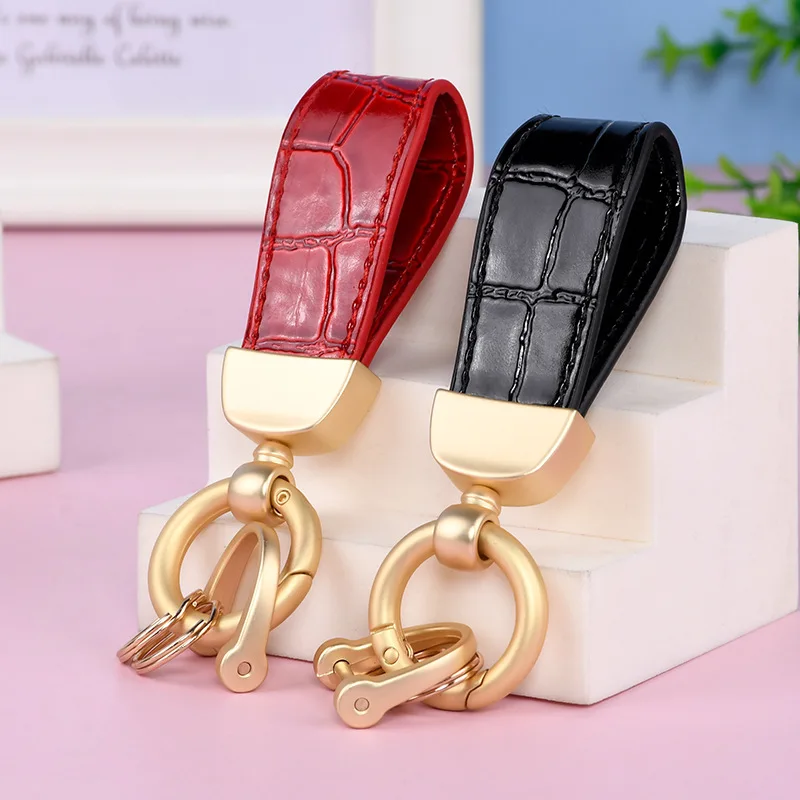7-Colors-Leather-Keychain-Luxury-Plaid-Handle-Key-Chain-Ring-Strap ...