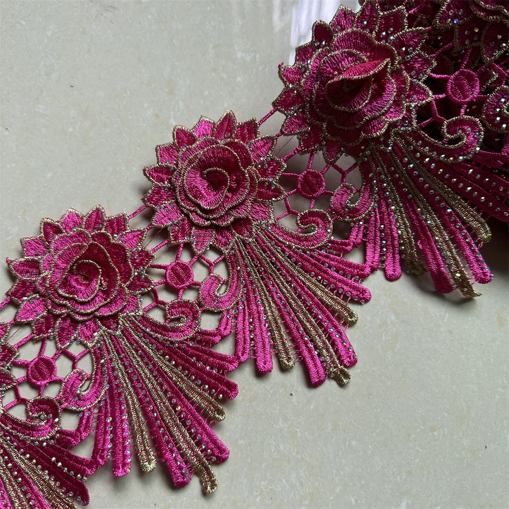 New Many colors 9.5yards Rhinestone lace trim African lace trim ...