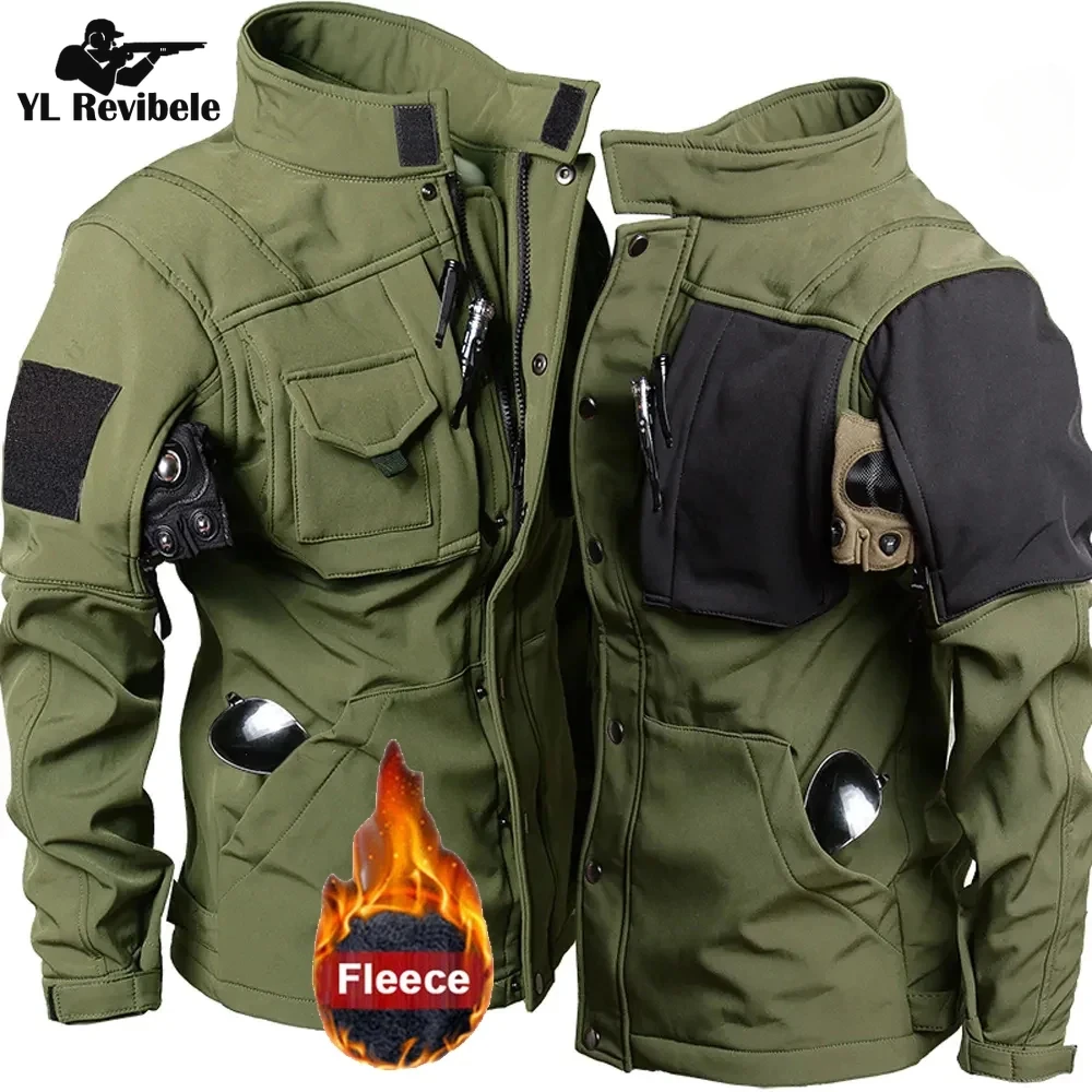 Winter-Fleece-Jacket-Men-Riding-Outdoor-Motorcycle-Coats-Tactical-Multi ...