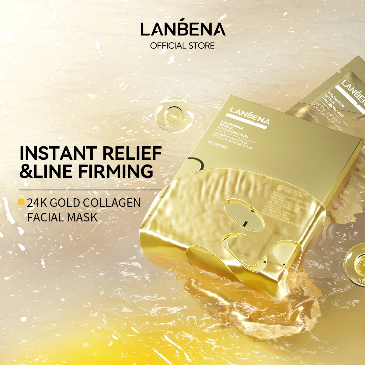 LANBENA-24K-Facial-Mask-Gold-Collagen-Anti-aging-Facial-Mask-Sheet ...