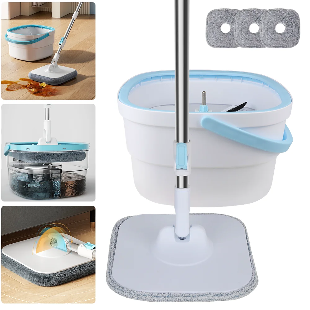 Mops Floor Cleaning Tools Spin Mop Set with Bucket Easy to drain ...