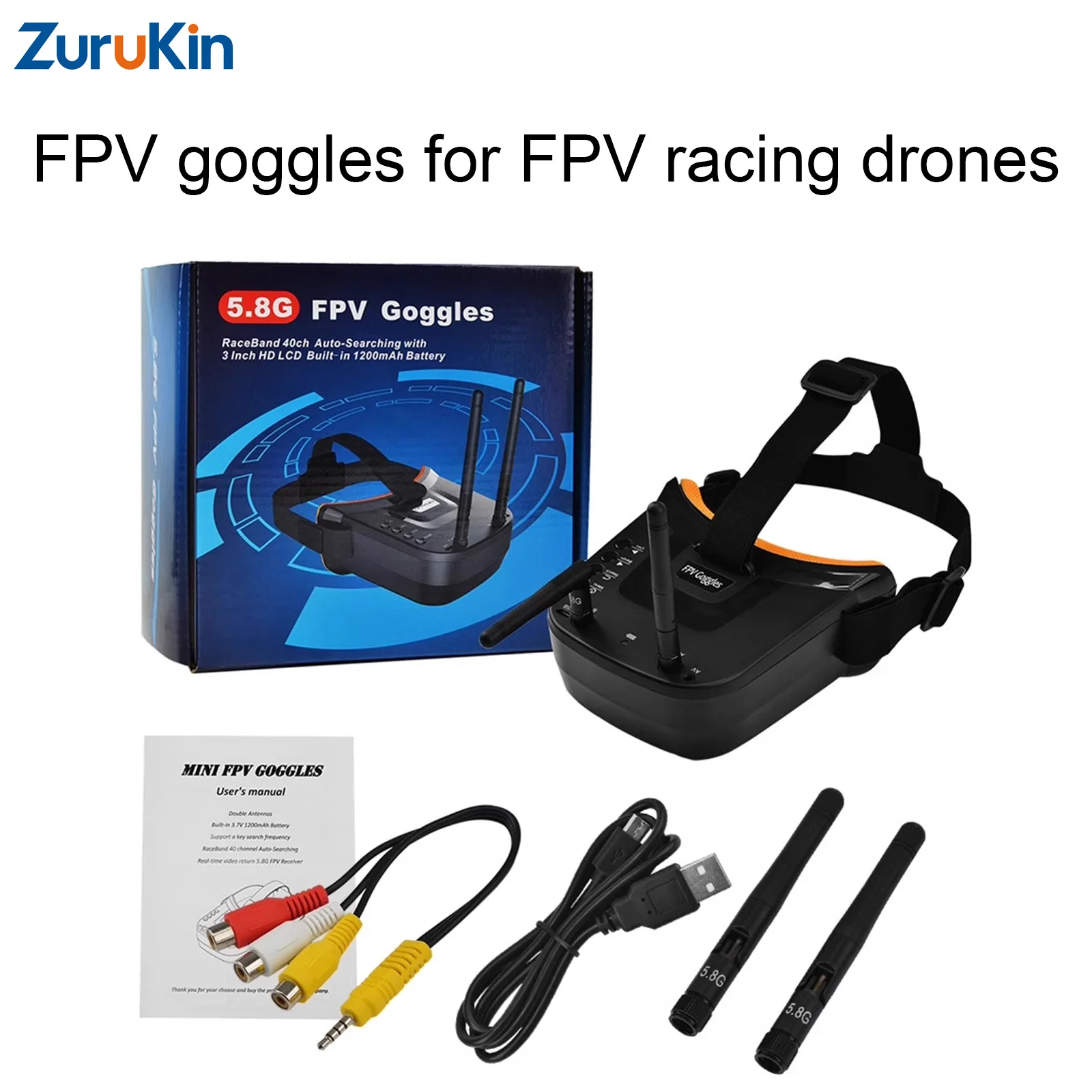 VR009 FPV Goggles 5.8G 40CH 3 Inch HD Video Headset Receiver Monitor ...