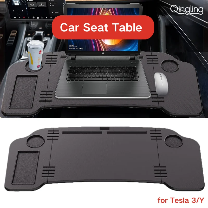 Foldable Car Tray Table for Tesla Model 3/Y-Fiber Texture Laptop Desk ...