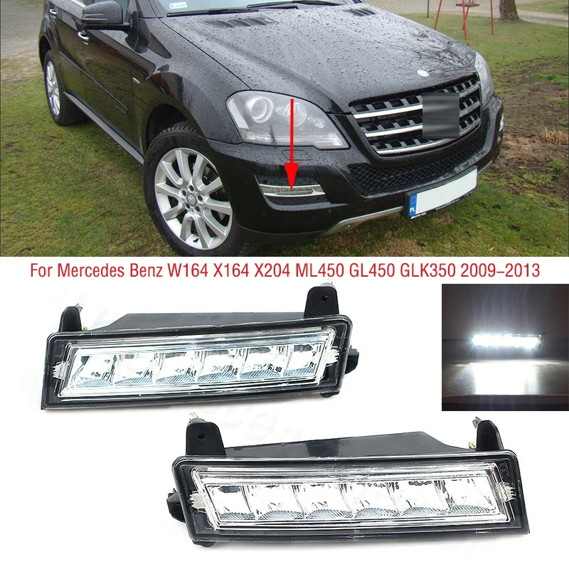 For Mercedes Benz W164 X164 X204 ML350 ML450 GL450 GLK350 2009-2013 LED Front Bumper DRL Daytime ...