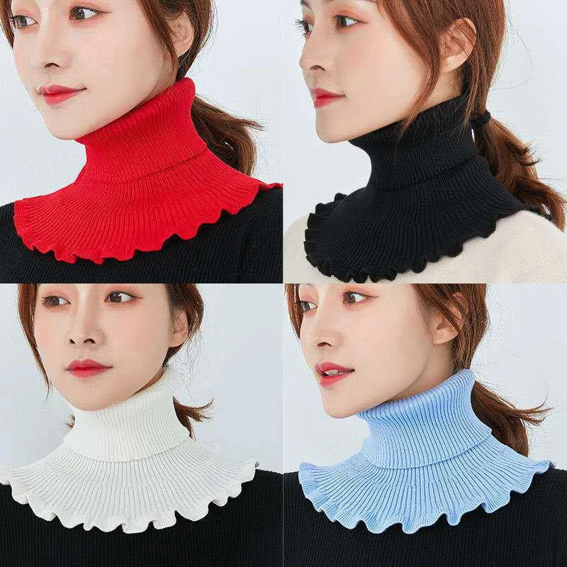 Women-Fake-Collar-Scarf-With-Wooden-Ears-Knitted-Elastic-False-Collar ...
