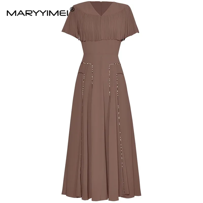 MARYYIMEI-Robe-manches-courtes-et-col-en-V-pour-femme-v-tement-de ...