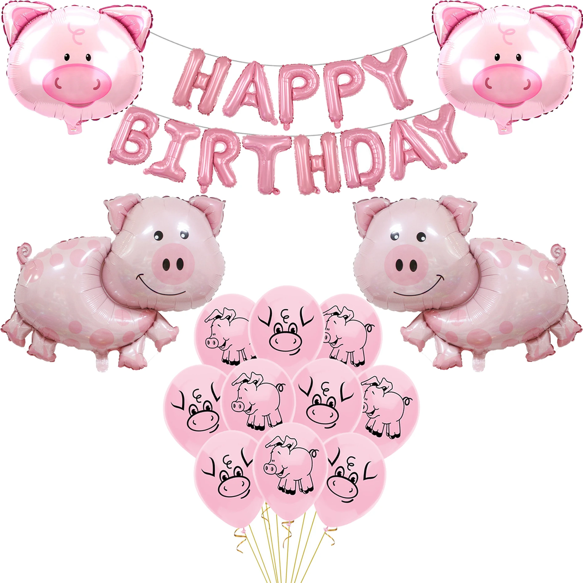 Cute Pink Pig Balloons Cartoon Farm Animal Pet George Ballons Girl ...
