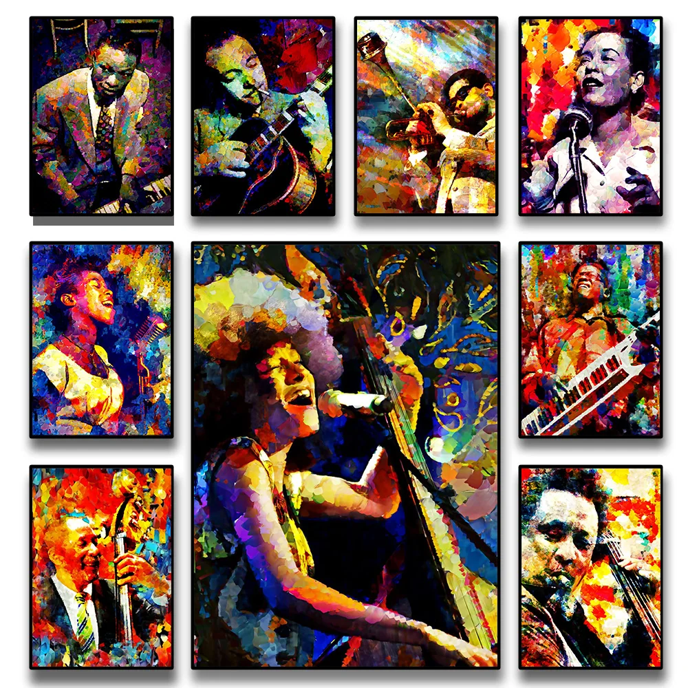 Abstract-Jazz-Musician-Singer-Portrait-Billie-Holiday-Ron-Carter-Music ...