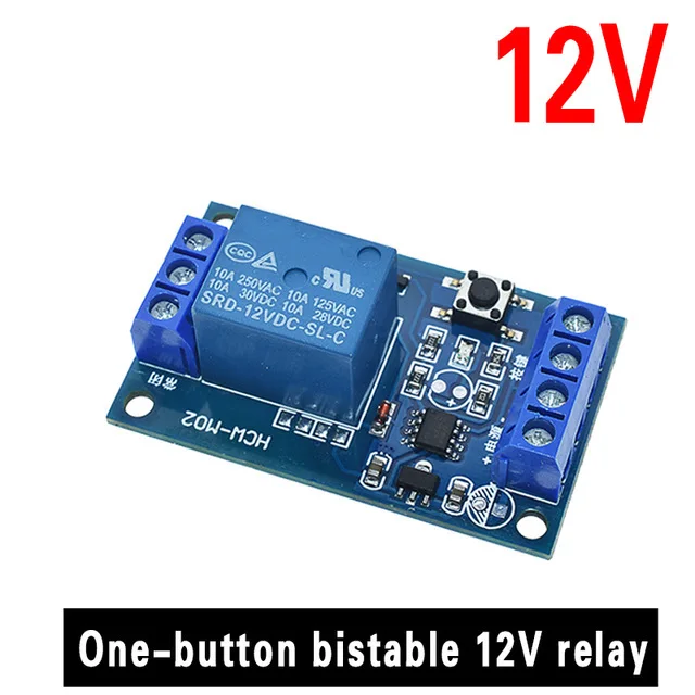 5V 12V Single Bond Button Bistable Relay Module Modified Car Start and ...