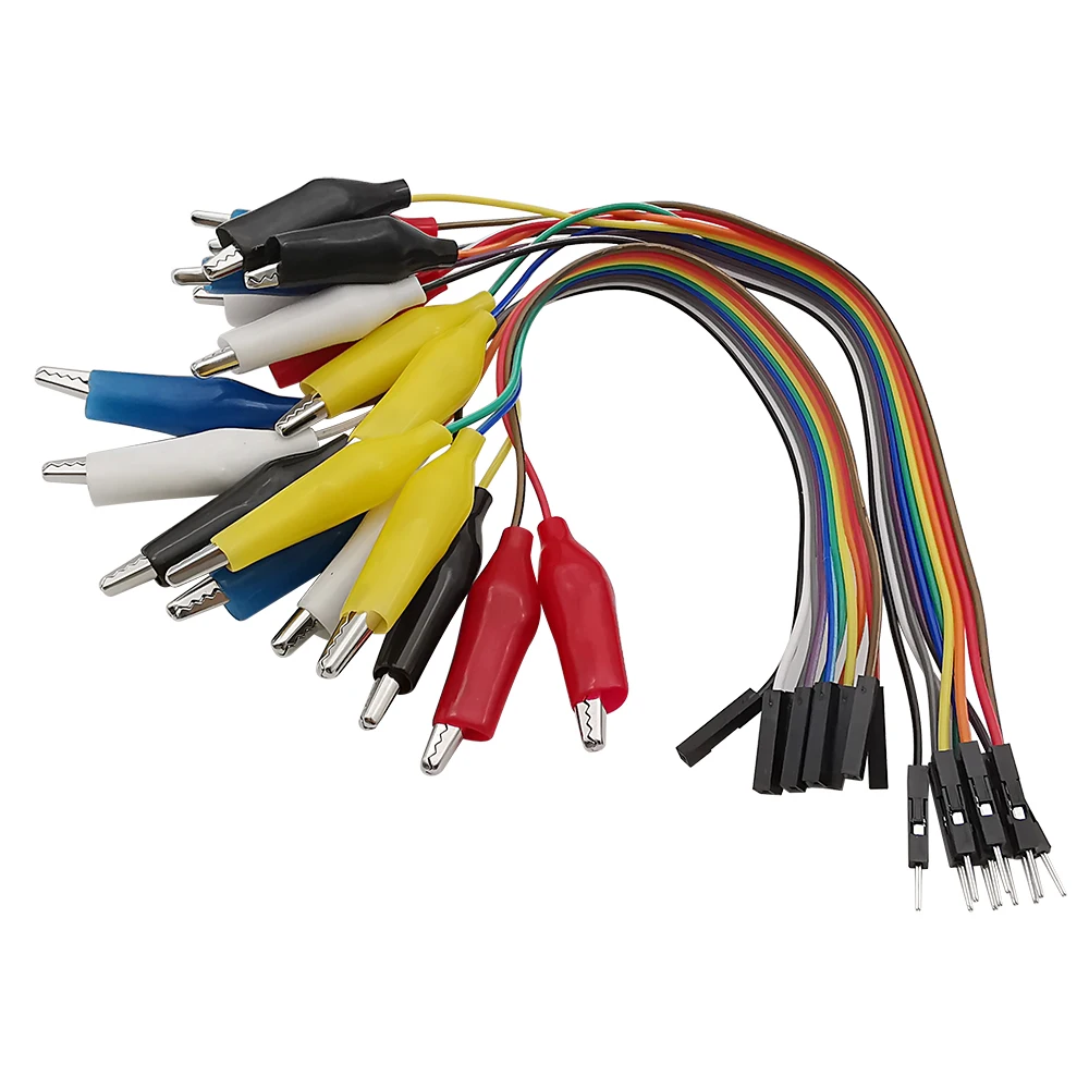 10-Pin-Male-Female-Breadboard-Jumper-Wire-to-Alligator-Clips-Test-Lead ...