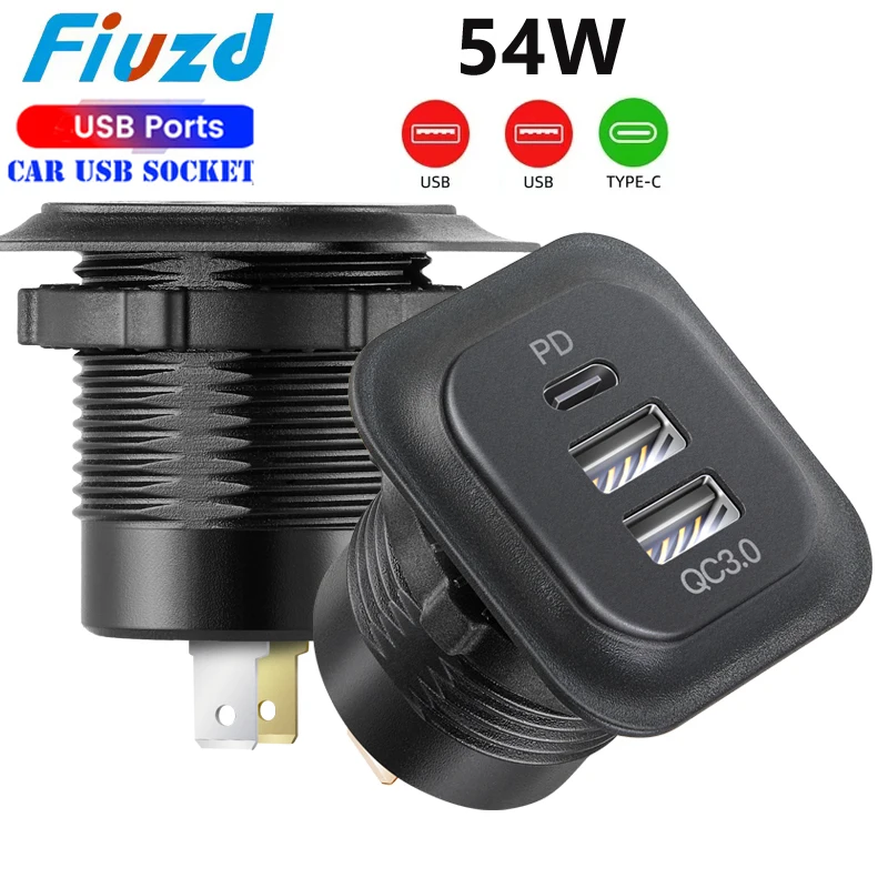 12v-car-power-outlet-Type-c-car-charger-fast-charging-usb-a-socket-QC3 ...